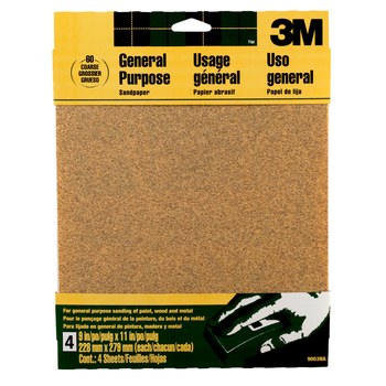 3M Sand Paper Sheet 09003, 9 in x 11 in, Aluminum Oxide, 60, Coarse ...