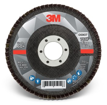 3M 769F Type 29 Flap Disc 05907, Ceramic Precision-Shaped Grain, 4 1/2 in, 60+, Medium ...