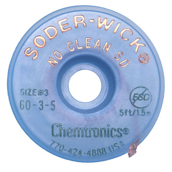 Chemtronics Soder-Wick #3 No Clean Flux Coating Desoldering Braid, Green, 0.08 in x 5 ft ...