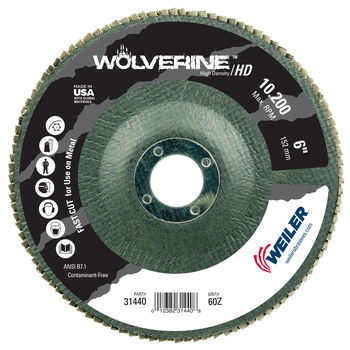 Weiler Wolverine Type 27/Flat Flap Disc 31440, Alumina Zirconia, 6 in ...