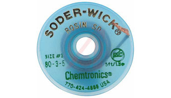 Chemtronics Soder-Wick SW18035 Rosin Flux Core Desoldering Braid, Green, 0.08 in x 5 ft ...
