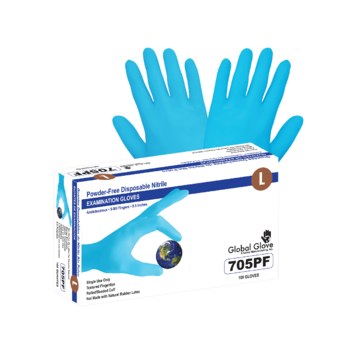 Global Glove 705PF Disposable Gloves 705PF, LG, Size Large, Blue | RSHughes.com