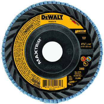 Dewalt MAXTRIM Type 27 Flap Disc 54431, Zirconia, 4 1/2 in, 40 ...