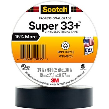 3M Scotch Super 33+ 33+-3/4X76FT-1 29035 Electrical Tape, Black ...