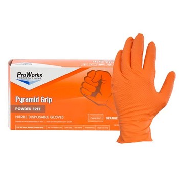 Adenna ProWorks Pyramid Grip Disposable Gloves GL-NT107ORFX, Size XL ...