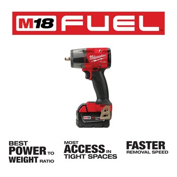 Milwaukee M18 FUEL Impact Wrench Kit 2960-22R, M18 REDLITHIUM Battery ...