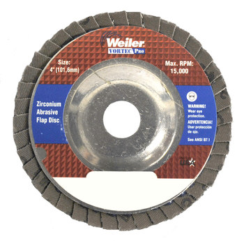 Weiler Vortec Pro Type 29 Flap Disc 31305, Zirconium, 4 in, 120, Fine ...