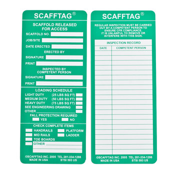 Brady Scafftag SCAF-STSI593 Scaffold Tag Insert, 3 1/8 in x 7 5/8 in ...