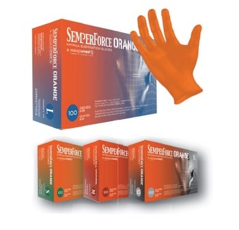 Sempermed SemperForce Exam Gloves ORNF104 LG, Size Large, Orange | RSHughes.com