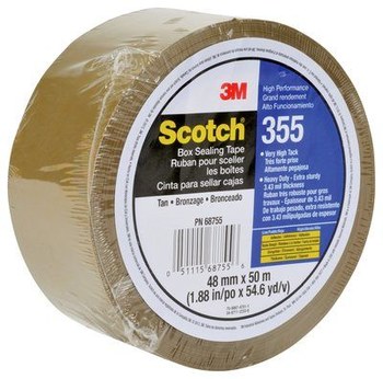 3M Scotch 355 Box Sealing Tape 68755, 48 mm x 50 m, Tan | RSHughes.com