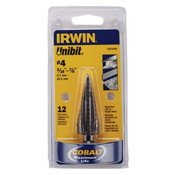 Irwin Unibit 3/16-7/8 in Step Drill Bit 10234CB, M35 High-Speed Steel ...