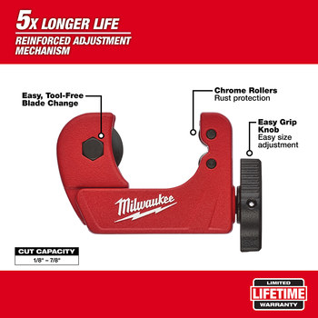 Milwaukee Mini Copper Tubing Cutter 48 22 4258 0.75 in Capacity RSHughes