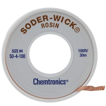 Chemtronics Soder-Wick #50 Rosin Flux Core Desoldering Braid, Blue, 0. ...