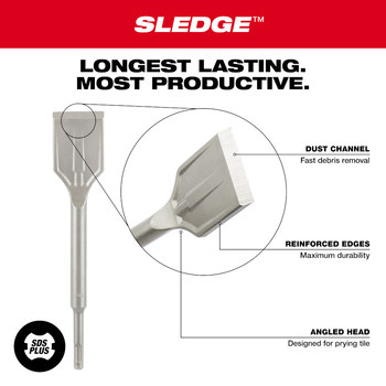 Milwaukee 1-7/8 in Tile Chisel 48-62-6030, 9.5 in Overall Length, High ...