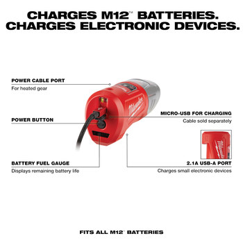 Milwaukee M12 Charger and Portable Power Source 48-59-1201 | RSHughes.com