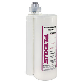 Plexus MA832 Gray Two-Part Base (Part B) Methacrylate Adhesive, 490 ml Cartridge, Mixed Density ...