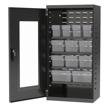 Akro-Mils Akrodrawers Secure Mini-Cabinet ACQV4CAST, Steel, Charcoal ...