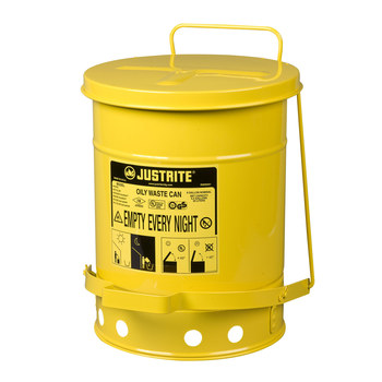 Justrite Safety Can 09101, Yellow, 6 gal Capacity, Steel | RSHughes.com