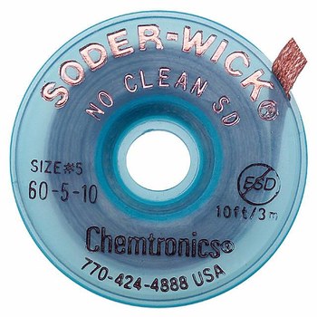 Chemtronics Soder-Wick #4 No Clean Flux Coating Desoldering Braid, Blue ...
