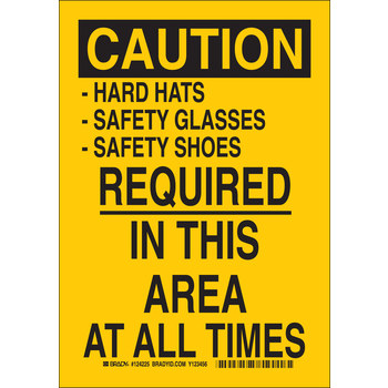 Brady 124227 PPE Sign, Yellow, B-401, 10 in x 14 in | RSHughes.com