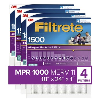 3M Filtrete Allergen, Bacteria & Virus 18 in x 24 in x 1 in 2021-4 MERV 12, 1500 MPR Air Filter ...