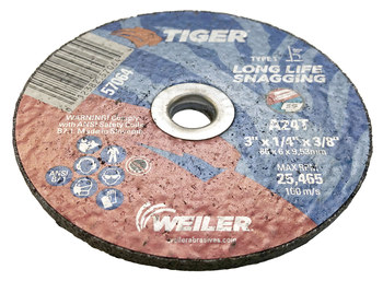 Weiler Tiger Snagging Wheel 57064, Type 1 (Straight), 3 in, Aluminum ...