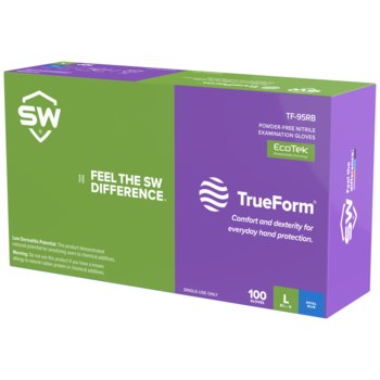 SW Safety TrueForm TF-95RB Medical Exam Nitrile Gloves - Powder Free ...