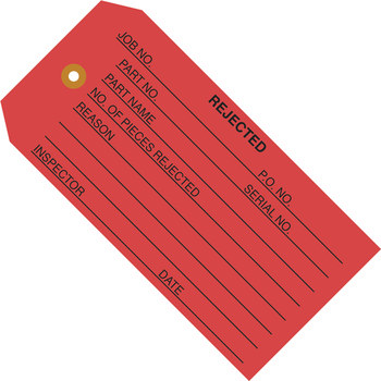 9926 Inspection Tags, 4 3/4 in x 2 3/8 in, 13 Point Cardstock, Red ...