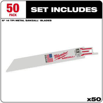 Milwaukee SAWZALL Reciprocating Saw Blade 48 01 6182 14 TPI 0.75 in Width x 0.035 in Thick Bi Metal RSHughes