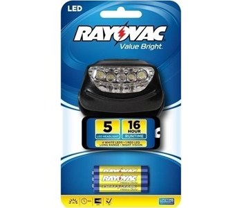 Rayovac Value Bright BEHL3AAA-BA Headlamp BEHL3AAA-BA, 5 LED, Red ...