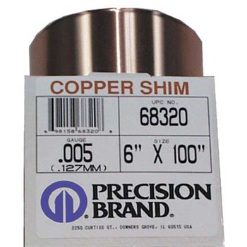 Precision Brand 68320 Shim Stock, 110 Annealed Copper, 6 in x 100 in, 0 ...