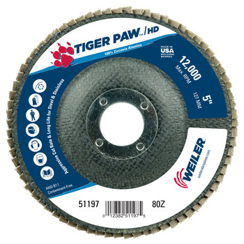 Weiler Tiger Paw Type 27/Flat Flap Disc 51197, Alumina Zirconia, 5 in ...